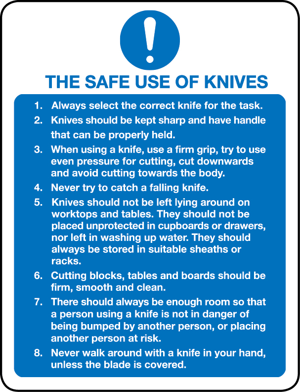 The safe use of knives regulations sign | Aura Sign Shop