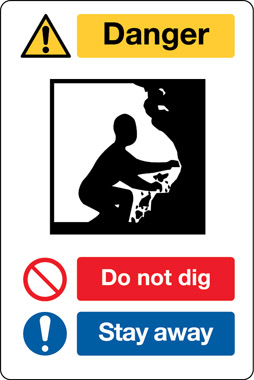 Danger, Do Not Dig, Stay Away Sign on 3mm Composite | Aura Sign Shop