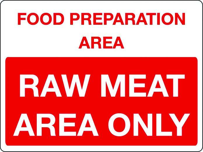 Food preperation area Raw meat area only sign | Aura Sign Shop