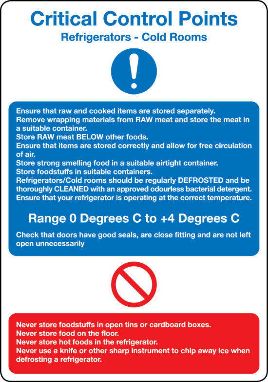 Critical control point Refrigerators & Cold rooms sign | Aura Sign Shop