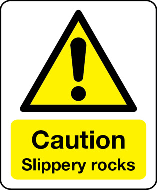 Warning Slippery rocks sign | Aura Sign Shop