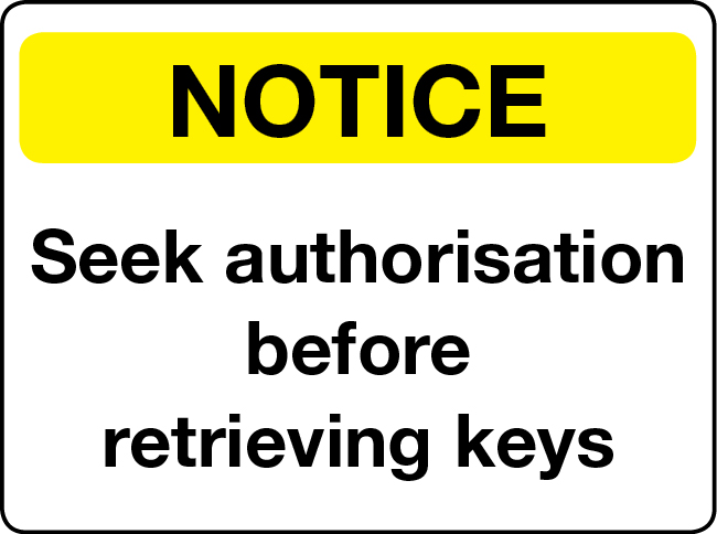 Seek authorization before retrieving keys sign | Aura Sign Shop Seek authorization before retrieving keys sign | Aura Sign Shop