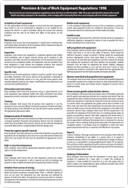 Provision & Use of Work Equipment Regulations 1998 sign | Aura Sign Shop