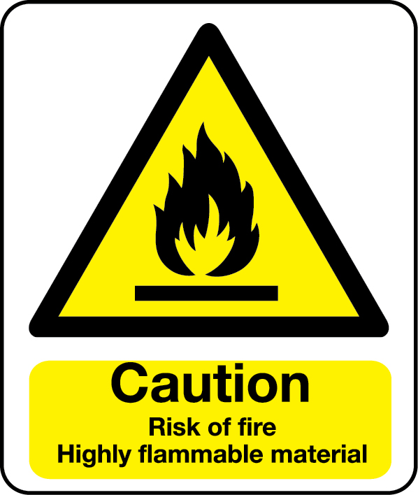 Caution risk of highly flammable material sign | Aura Sign Shop