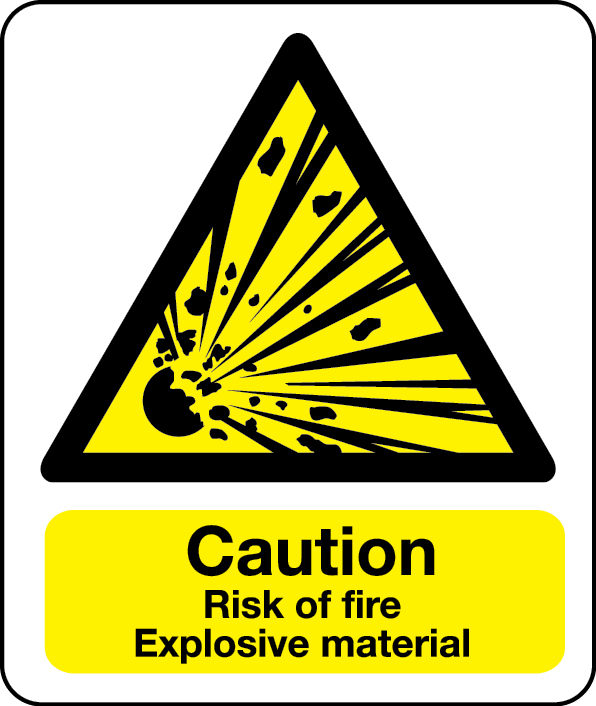 Caution risk of explosive material sign | Aura Sign Shop