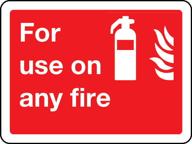 For use on any fire - fires extinguisher sign | Aura Sign Shop