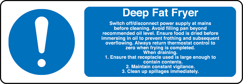 Deep fat fryer regulations sign | Aura Sign Shop