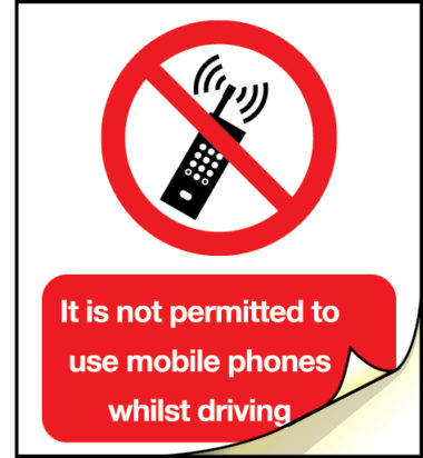 It is not permitted to use mobile phones whilst driving labels 50mm x ...