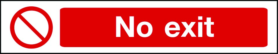No exit 400mm x 100mm overhead sign | Aura Sign Shop