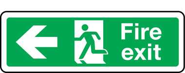 Fire escape route arrow horizontal double sided sign | Aura Sign Shop