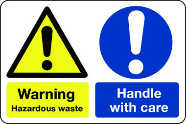 Warning Hazardous waste Handle with care sign | Aura Sign Shop