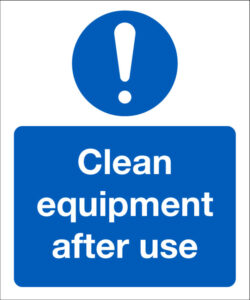 Clean equpiment after use - Permanent COVID-19 Sign | Aura Sign Shop